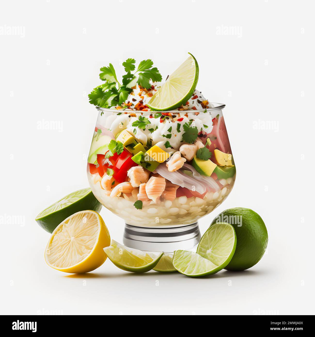 stunning Ceviche on white background food photography. Highlight the ...