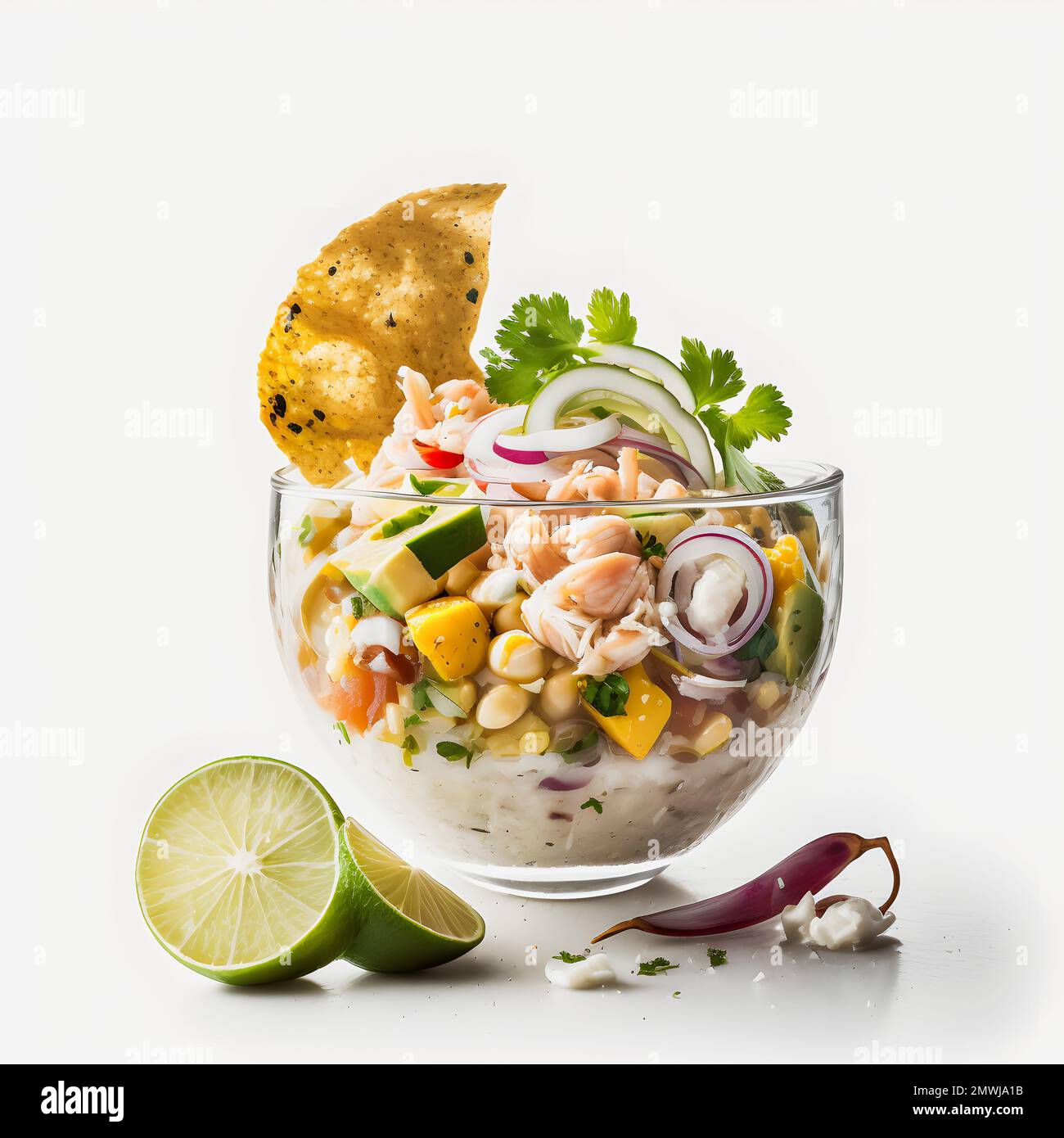 stunning Ceviche on white background food photography. Highlight the ...