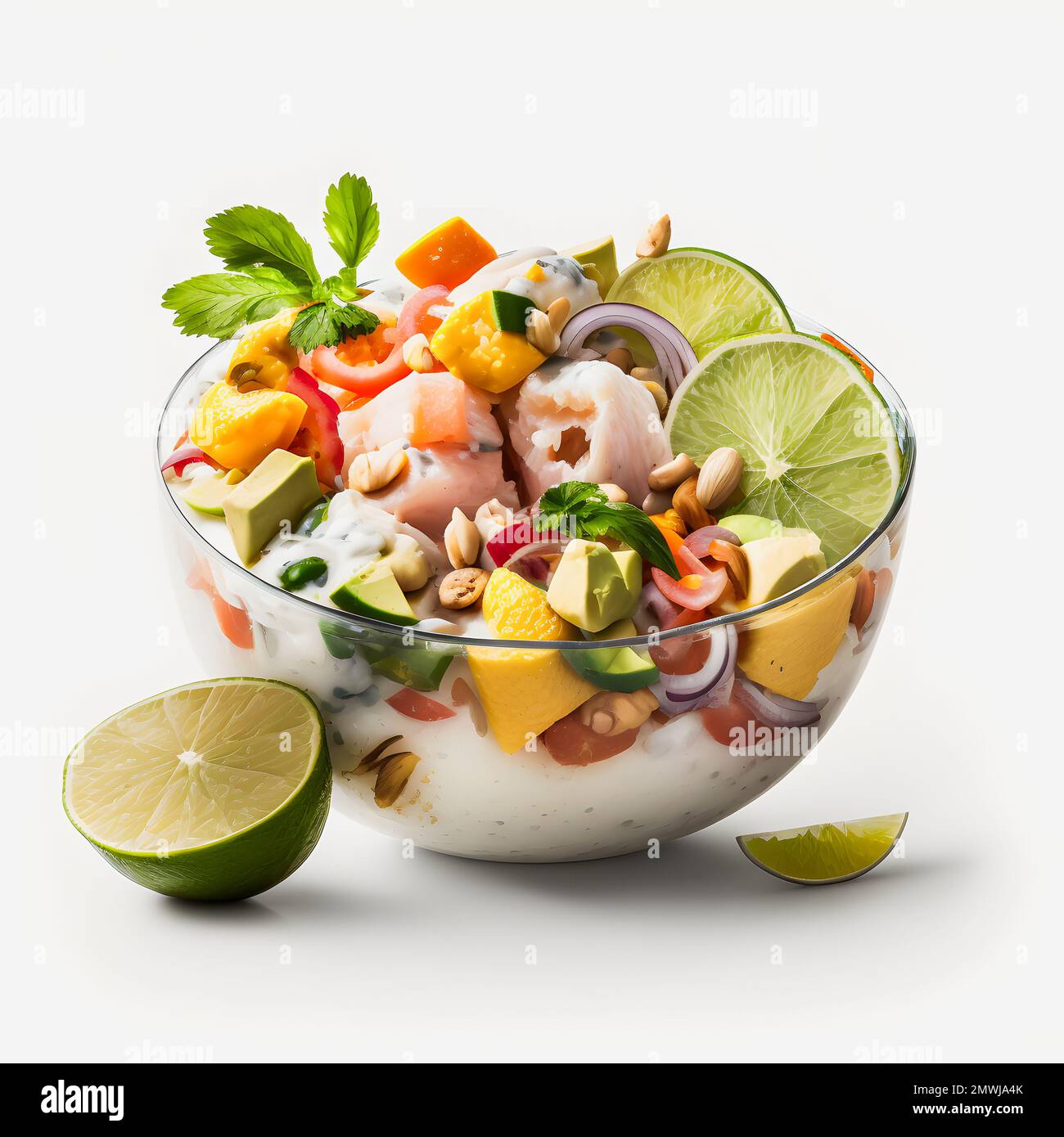 stunning Ceviche on white background food photography. Highlight the ...
