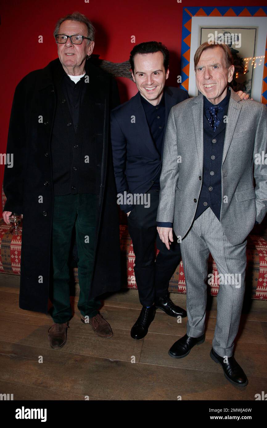 Actors Tom Wilkinson, from left, Andrew Scott,Timothy Spall, pose for ...