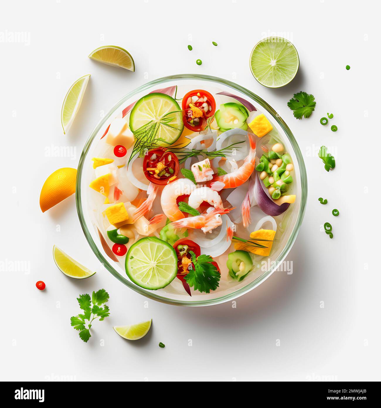stunning Ceviche on white background food photography. Highlight the ...