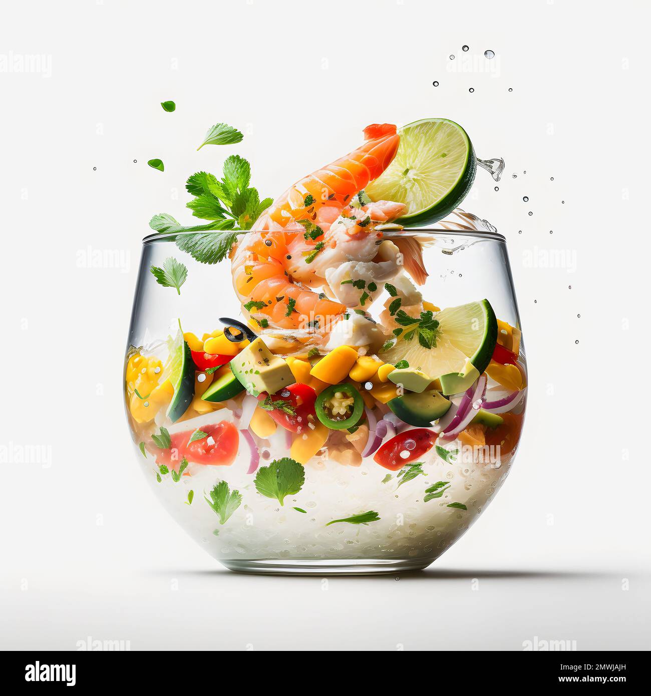 stunning Ceviche on white background food photography. Highlight the ...