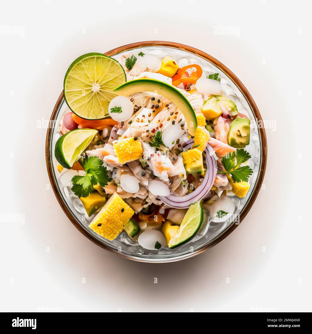 stunning Ceviche on white background food photography. Highlight the ...