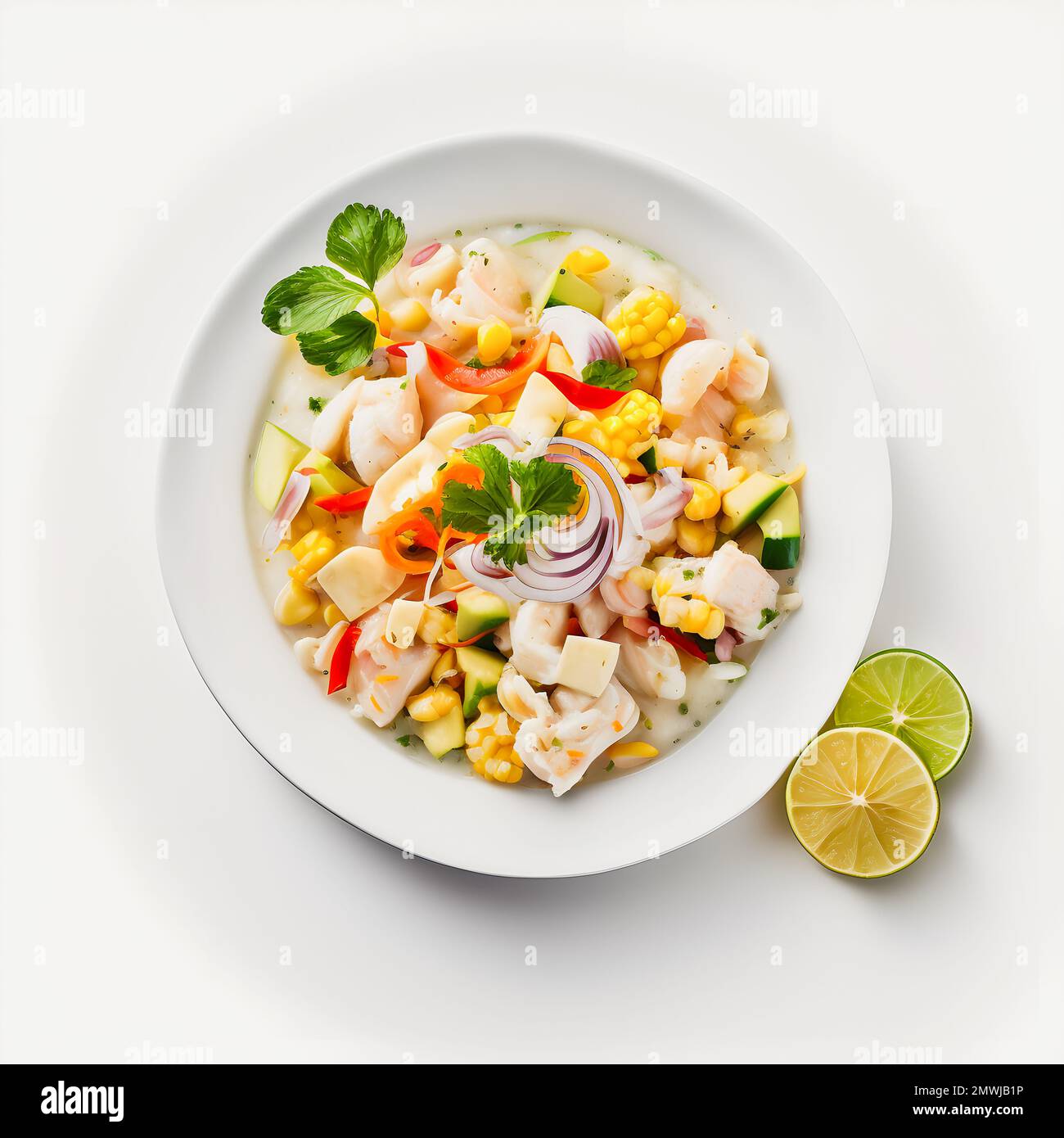 stunning Ceviche on white background food photography. Highlight the ...