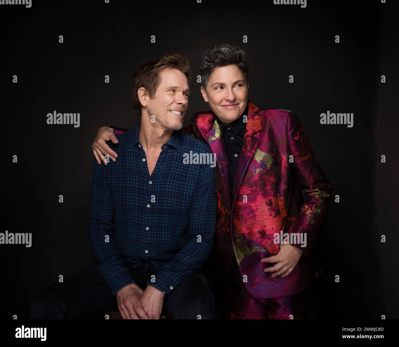 Actor Kevin Bacon, left, and series creator Jill Soloway pose for a ...