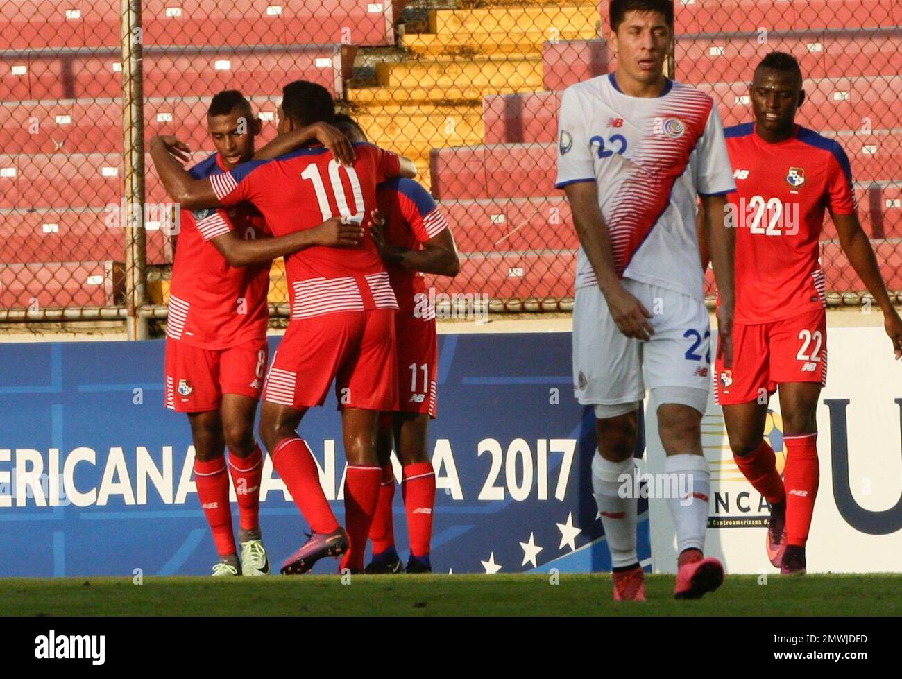 Panama's soccer player celebrates their goal against Costa Rica's ...