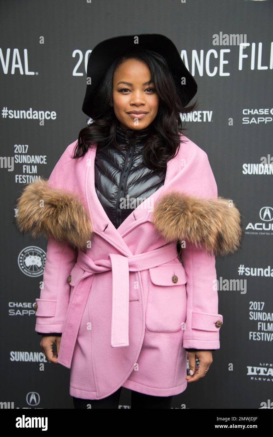 Actress Chanté Adams poses at the premiere of the film "Roxanne Roxanne ...