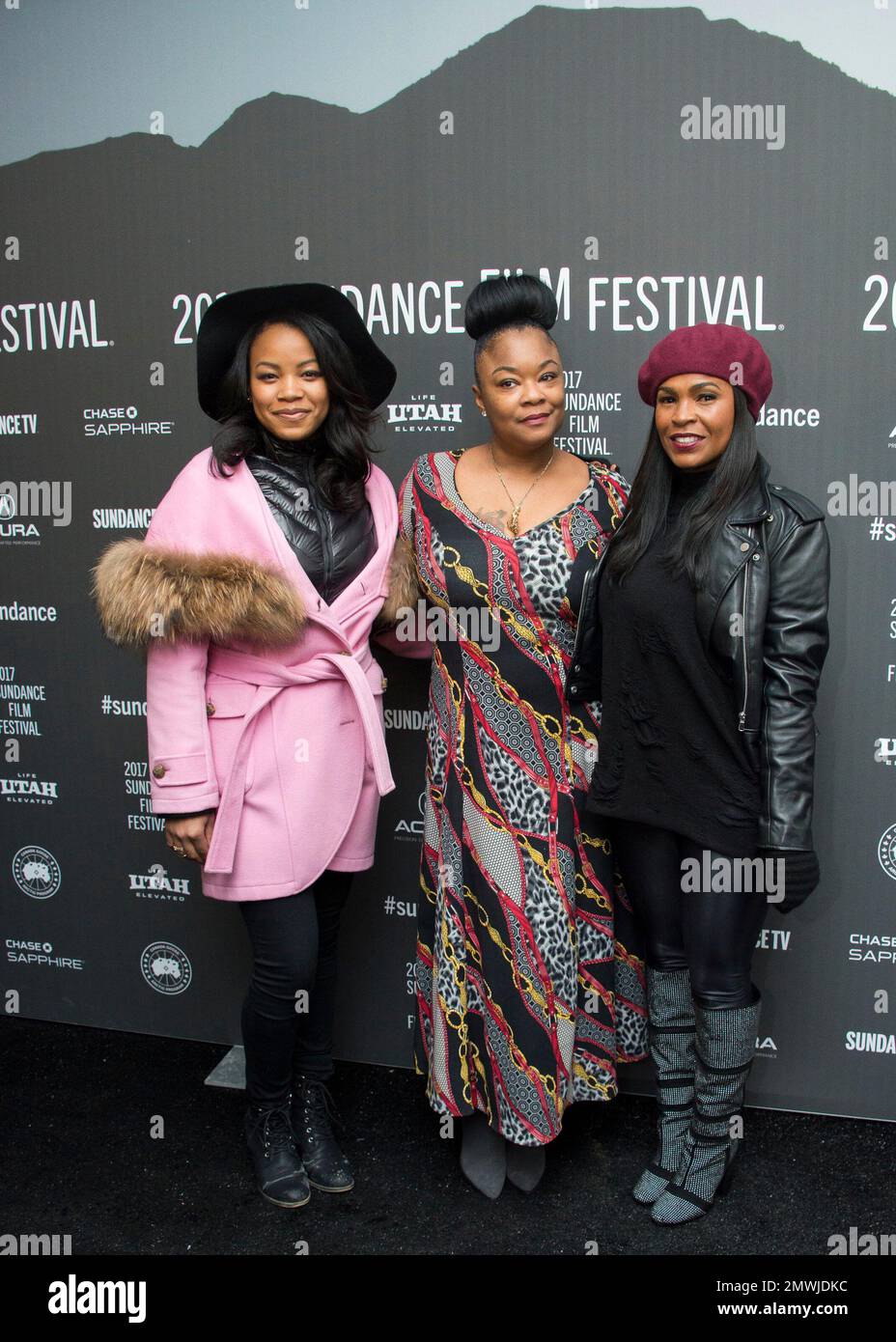 From left, actress Chanté Adams, Roxanne Shanté and actress Nia Long ...