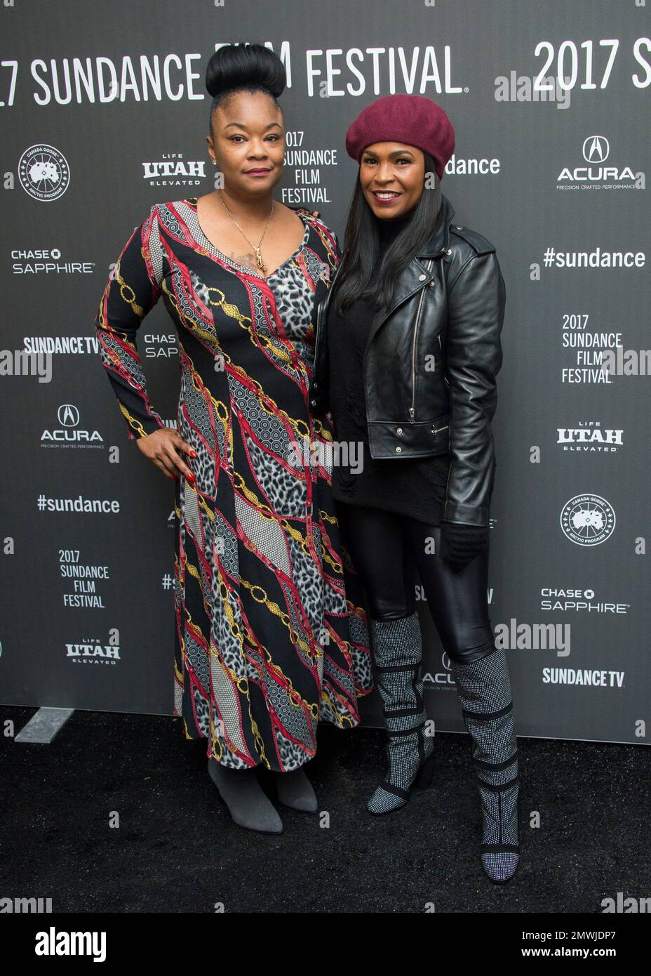 Roxanne Shanté, left, and actress Nia Long pose at the premiere of the ...