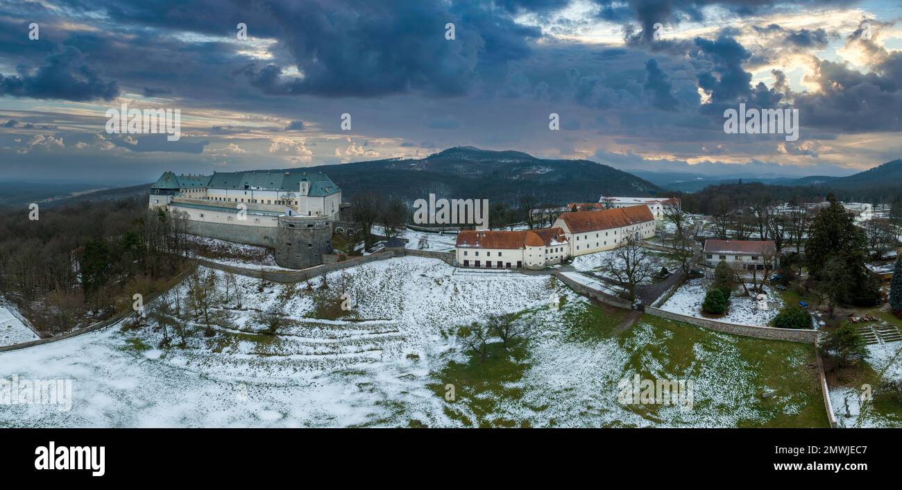 Aerial view of Cerveny Kamen (Vorosko, Red stone) castle a former ...