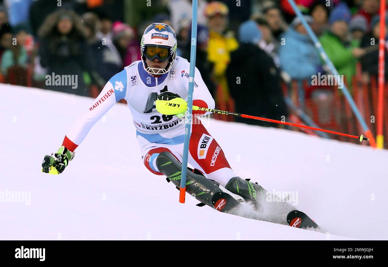 Switzerland's Ramon Zenhaeusern speeds down the course during an alpine ...