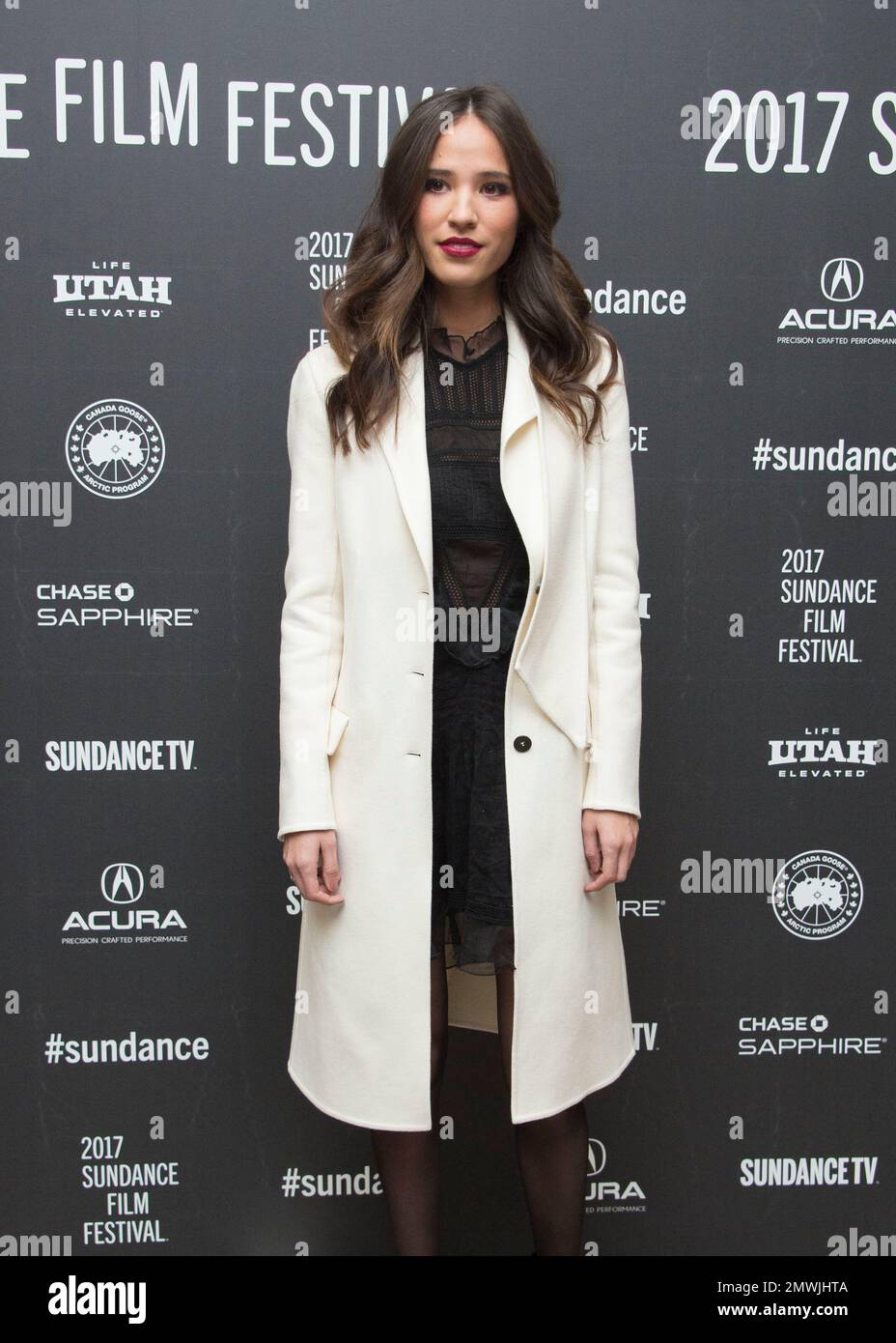 Actress Kelsey Asbille poses at the premiere of the film "Wind River ...