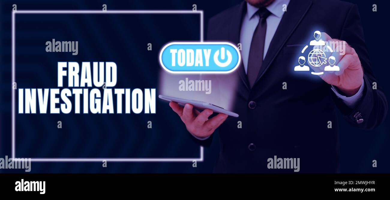 Hand writing sign Fraud Investigation. Business idea process of ...