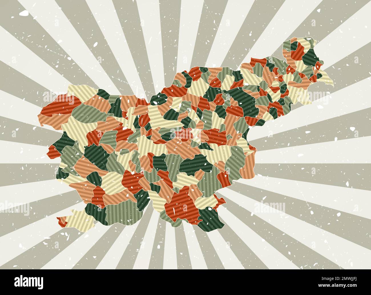 Slovenia vintage map. Grunge poster with map of the country in retro ...