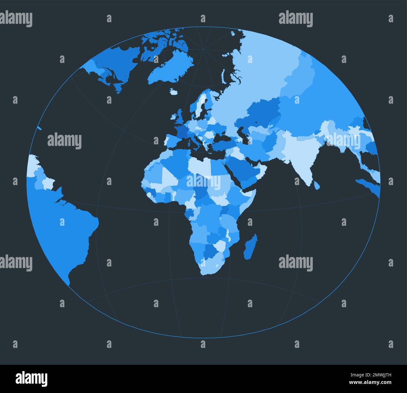 World Map. Modified stereographic projection for Europe and Africa ...