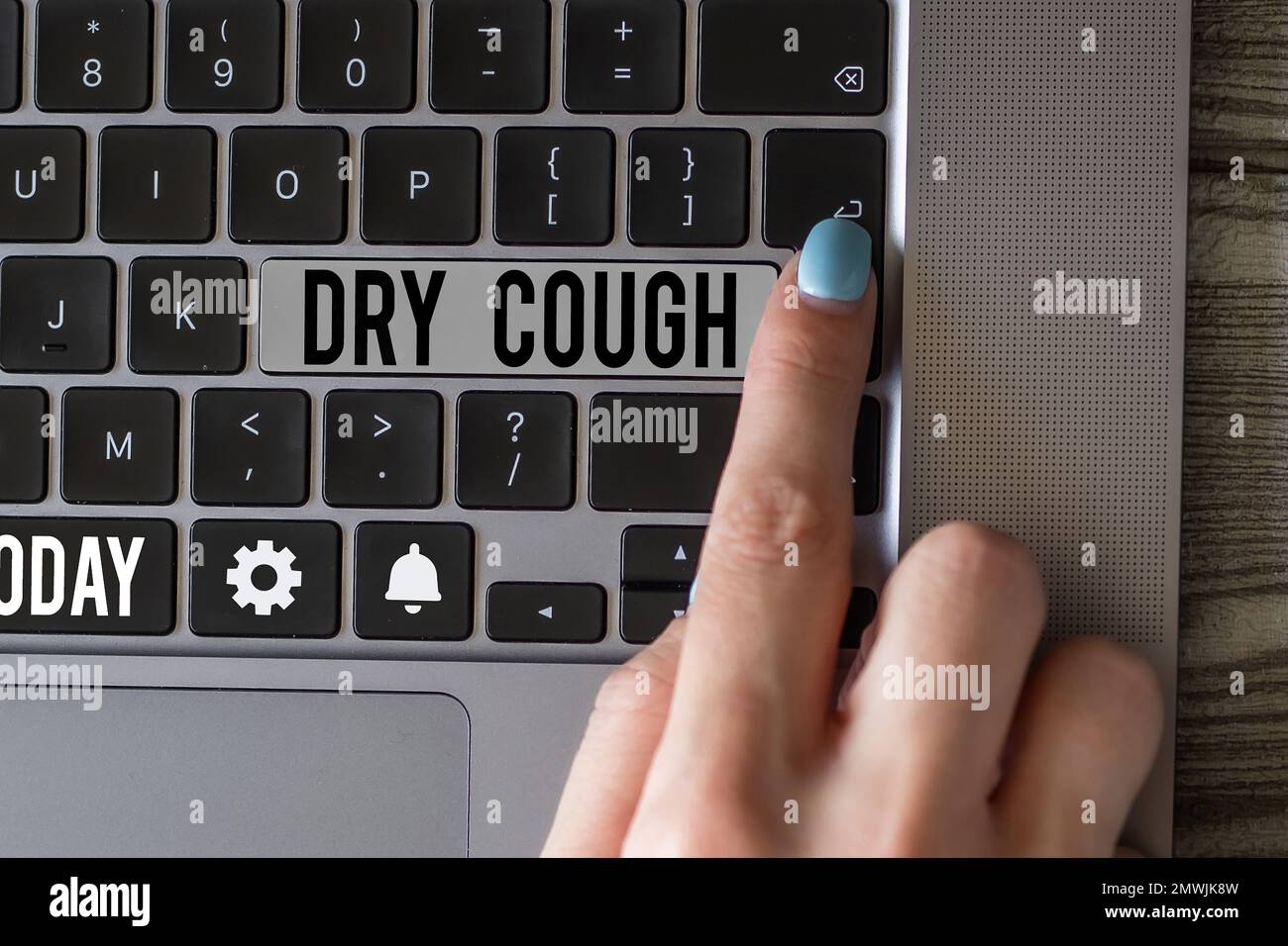 Hand writing sign Dry Cough. Conceptual photo cough that are not ...