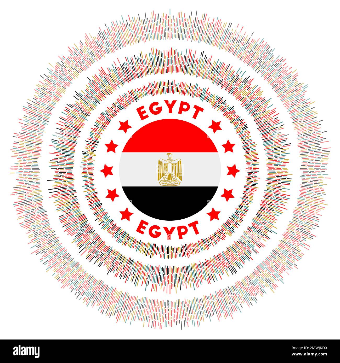 Egypt symbol. Radiant country flag with colorful rays. Shiny sunburst ...