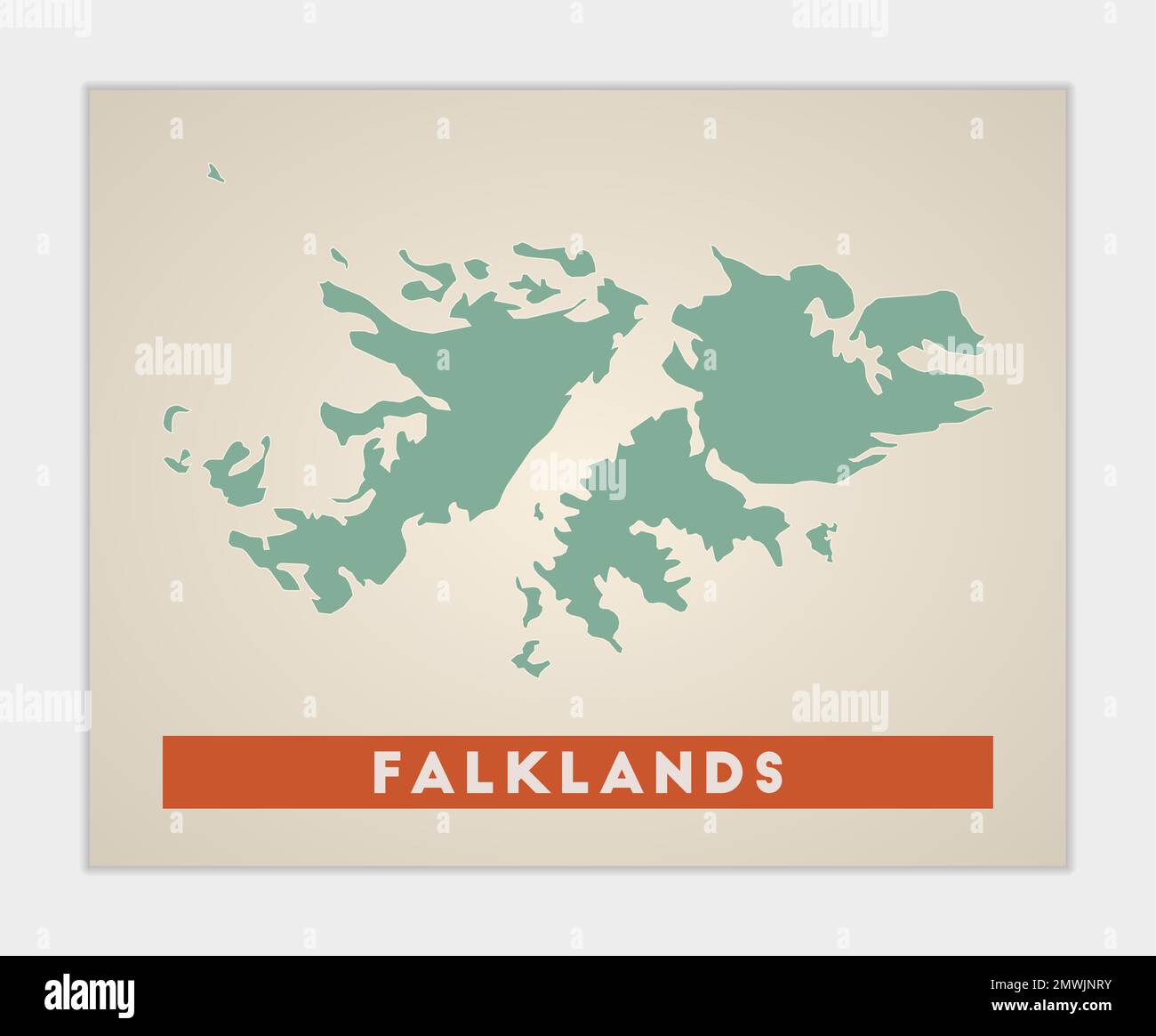 Falklands poster. Map of the country with colorful regions. Shape of ...