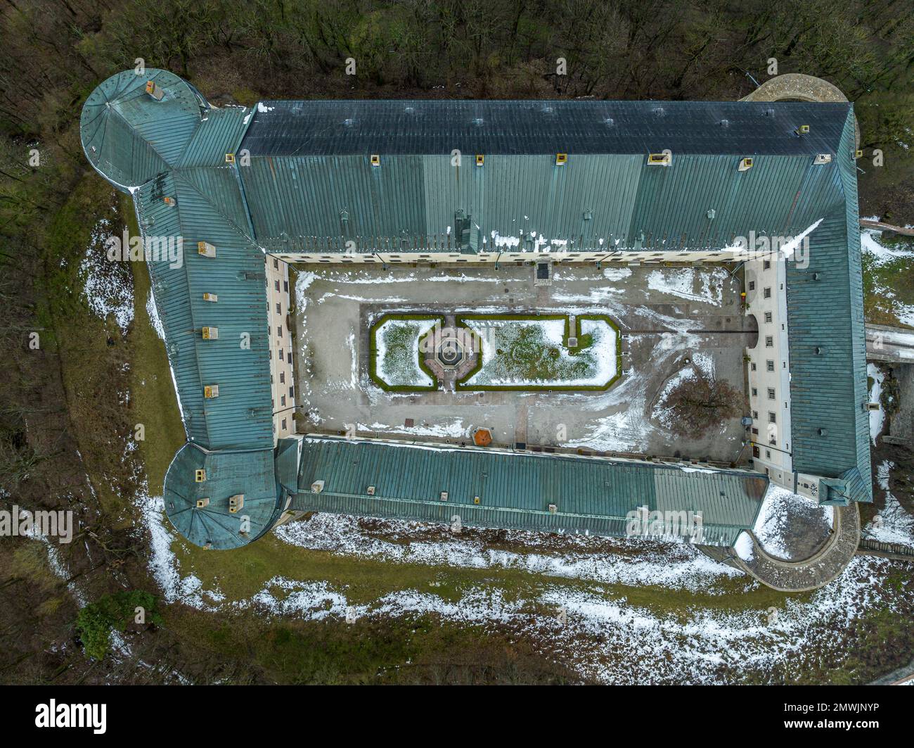 Aerial view of Cerveny Kamen (Vorosko, Red stone) castle a former ...