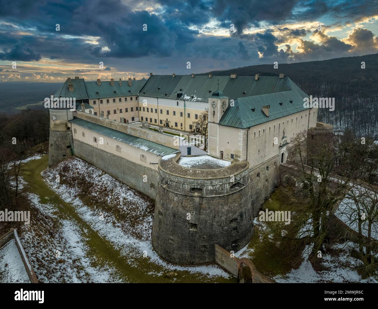 Aerial view of Cerveny Kamen (Vorosko, Red stone) castle a former ...