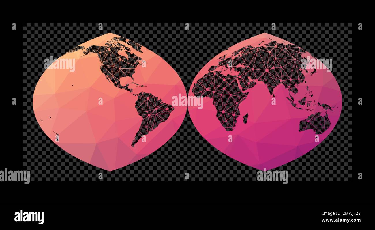 World network map. Quartic authalic projection interrupted into two ...