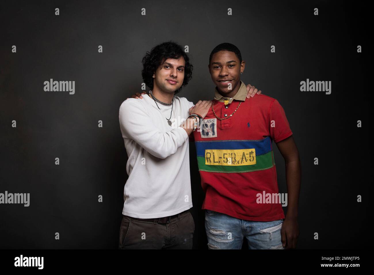 Director Amman Abbasi, left, and actor Devin Blackmon pose for a ...