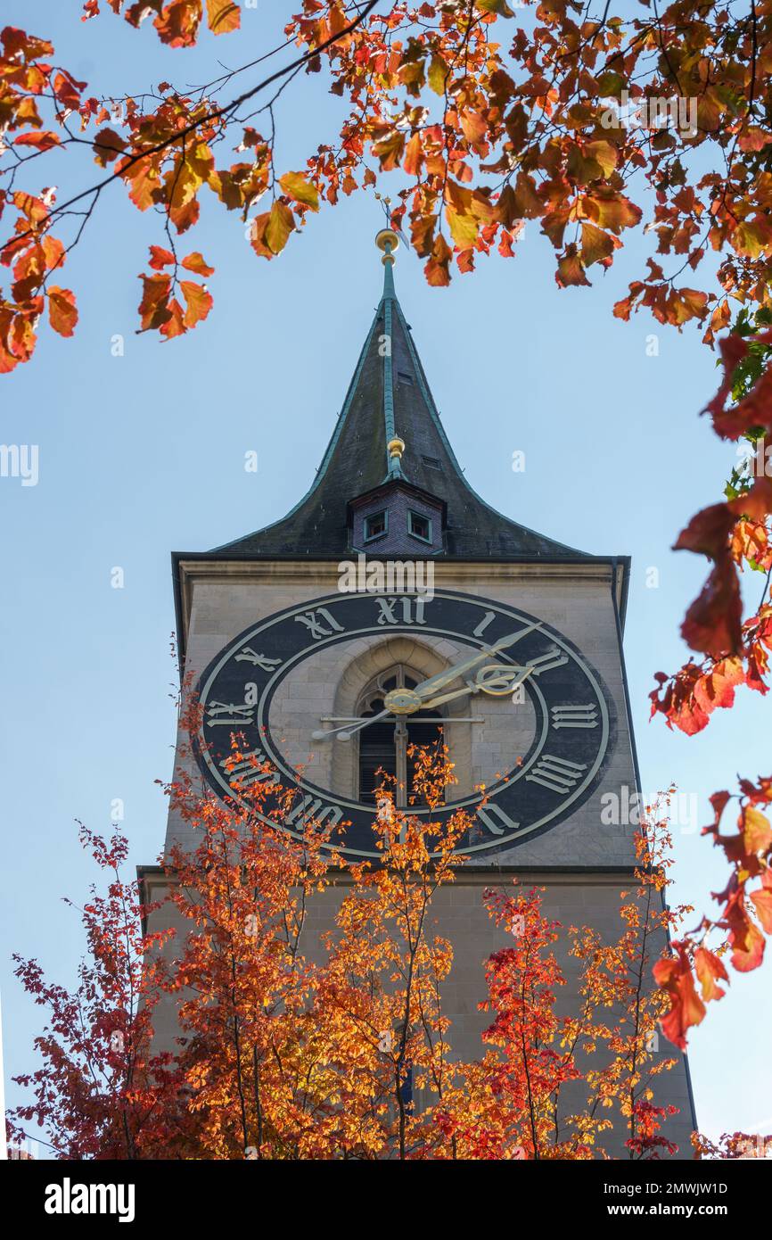 Clock tower and fall foliage hi-res stock photography and images - Alamy