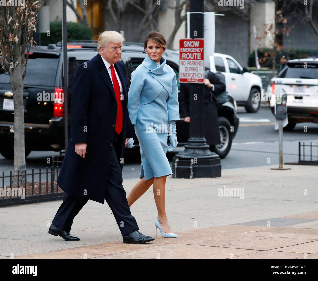 President-elect Donald Trump and his wife Melania arrives for a church ...