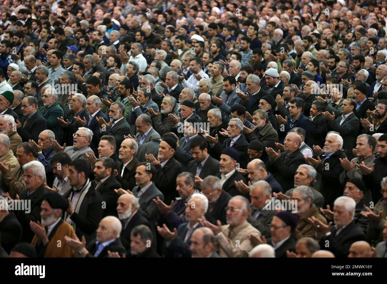 Iranian worshippers perform their Friday prayers at Imam Khomeini grand ...