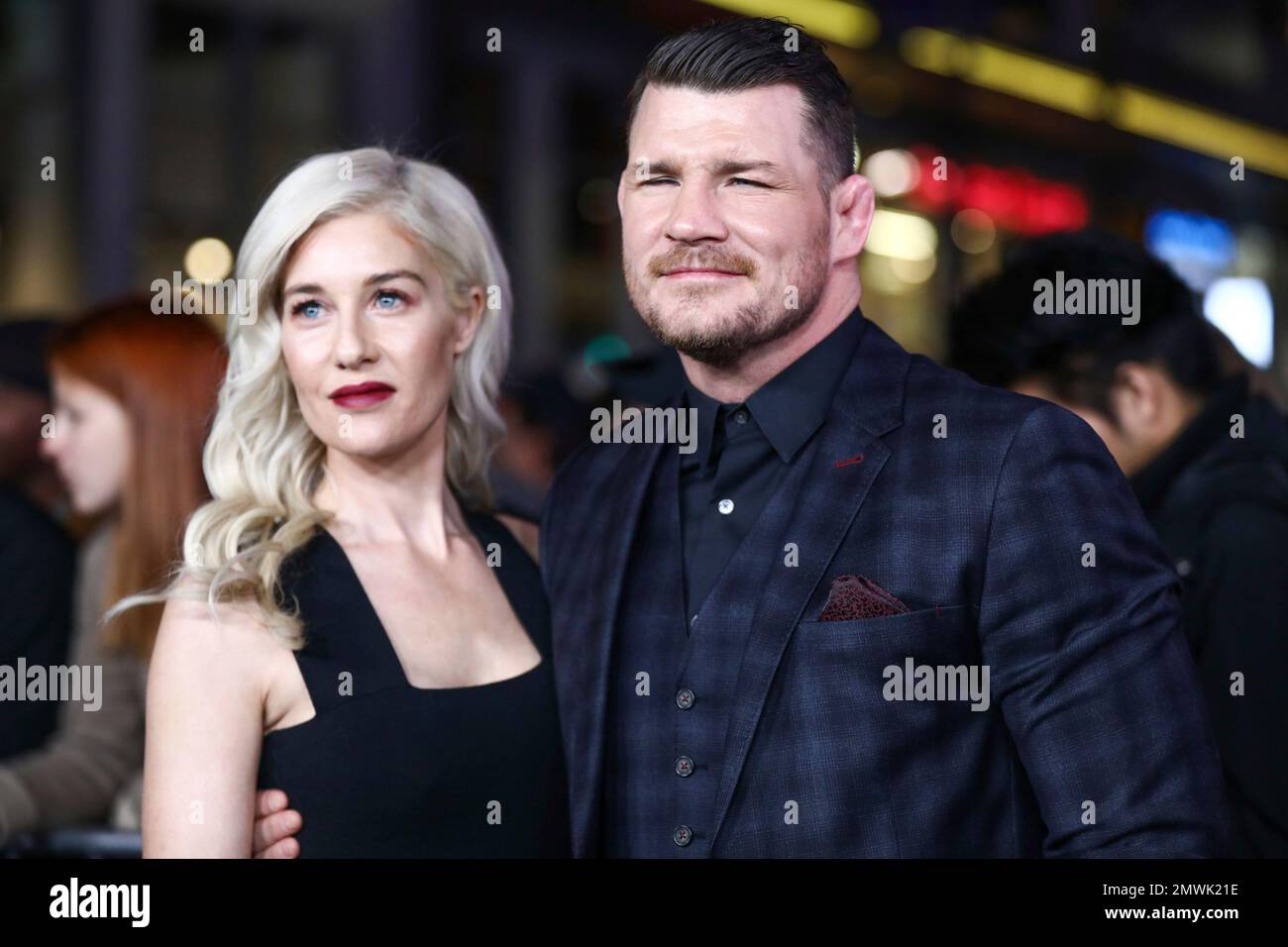 Michael Bisping, right, and Rebecca Bisbing arrive at the LA Premiere ...