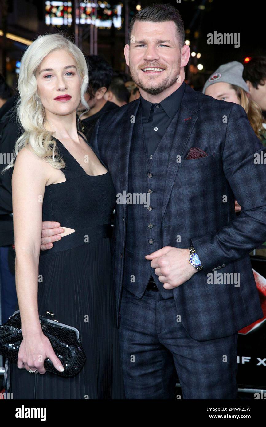 Michael Bisping, right, and Rebecca Bisbing arrive at the LA Premiere ...