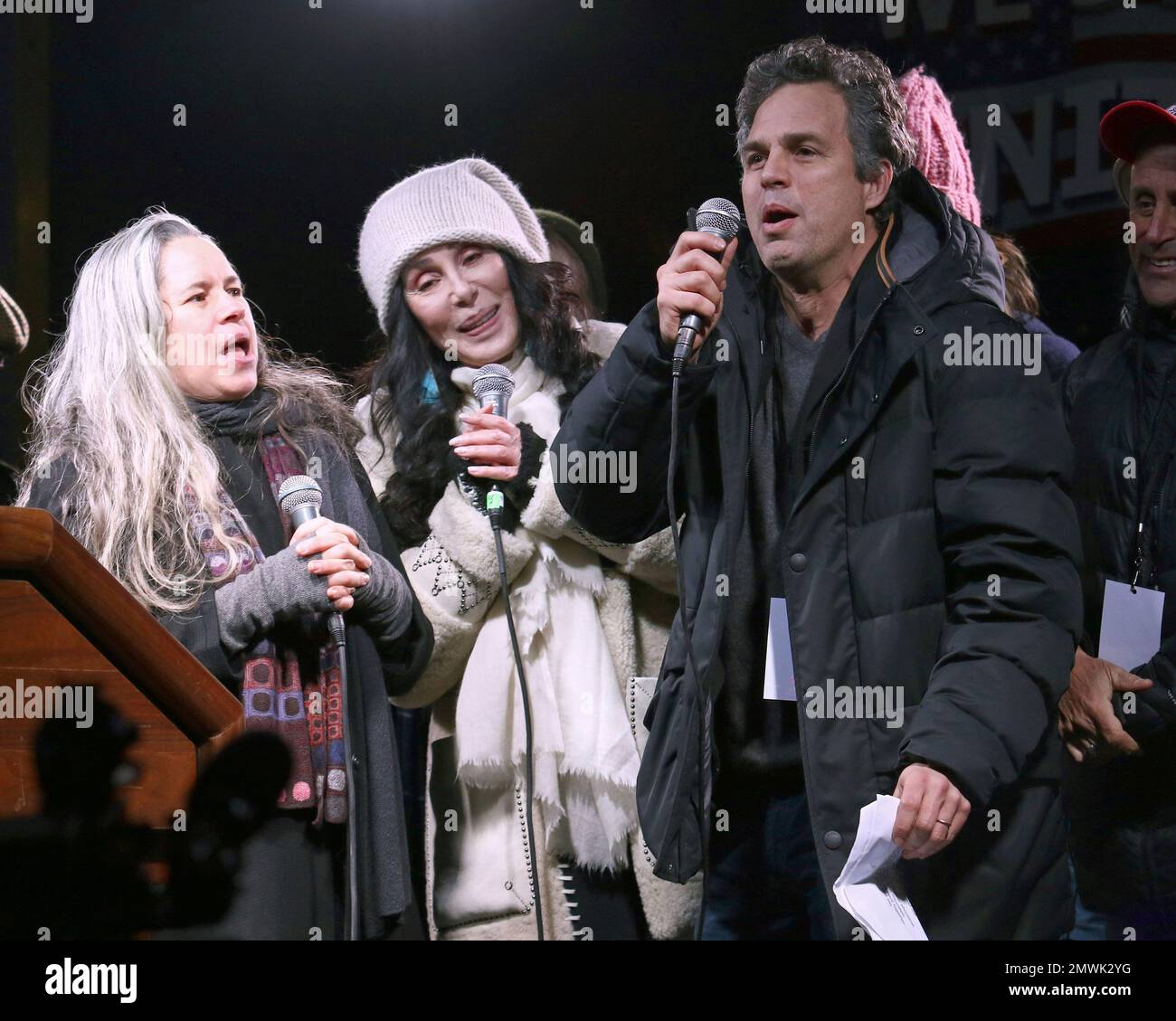 Natalie Merchant, from left, Cher and Mark Ruffalo participate in the ...