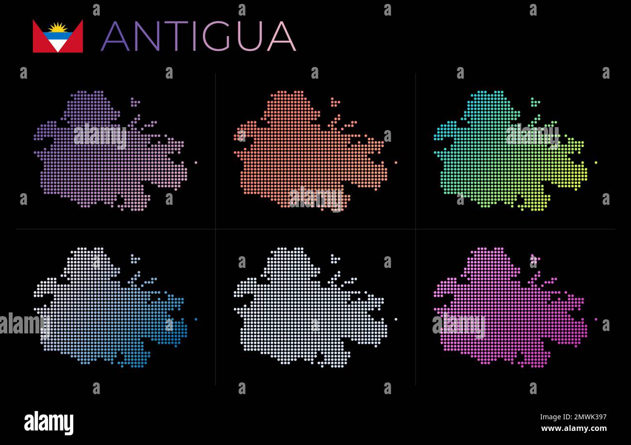 Antigua dotted map set. Map of Antigua in dotted style. Borders of the ...