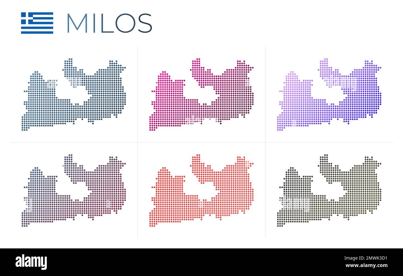 Milos dotted map set. Map of Milos in dotted style. Borders of the ...