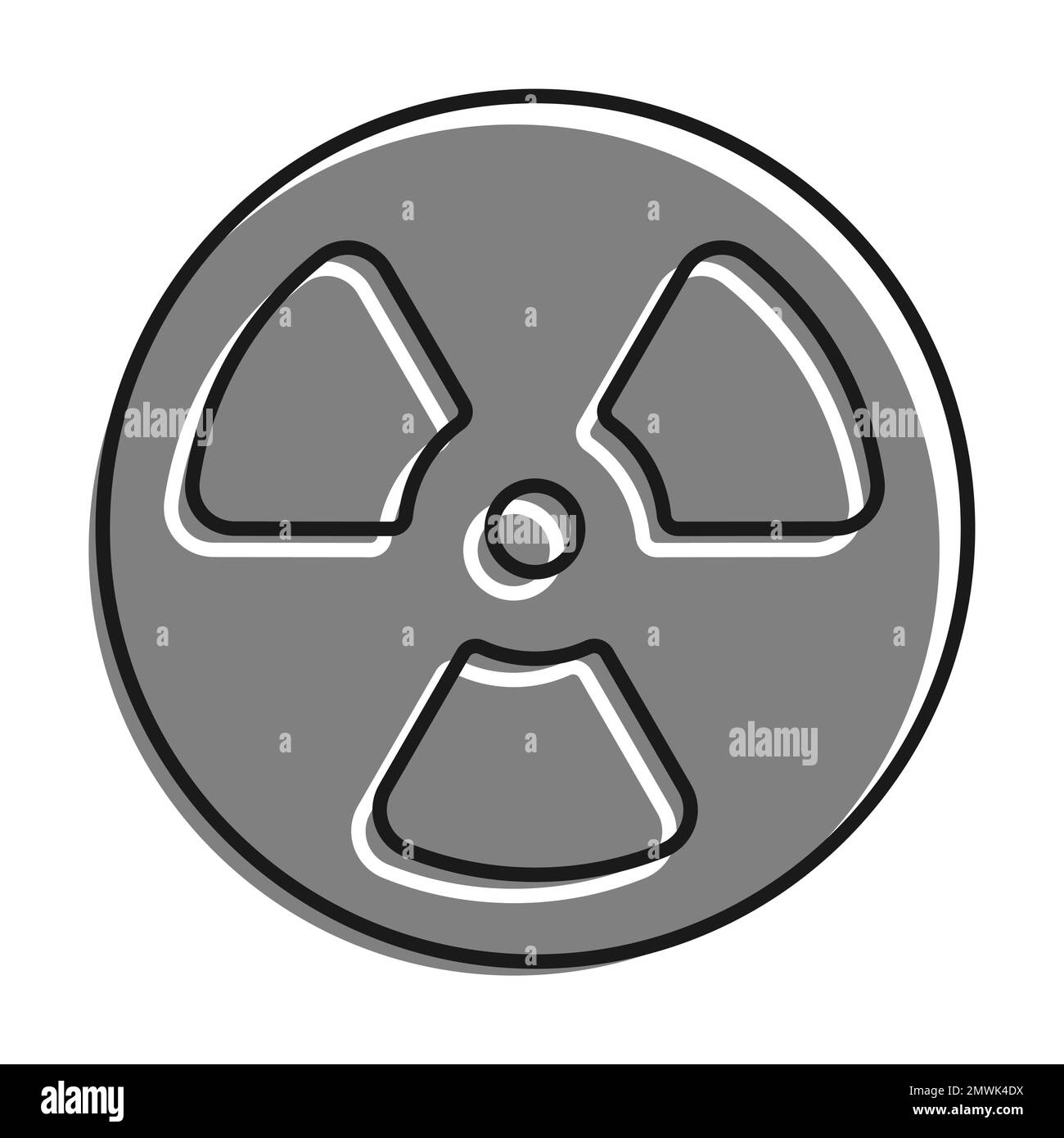 Linear filled with gray color icon. Radioactive Hazard Sign. Simple ...