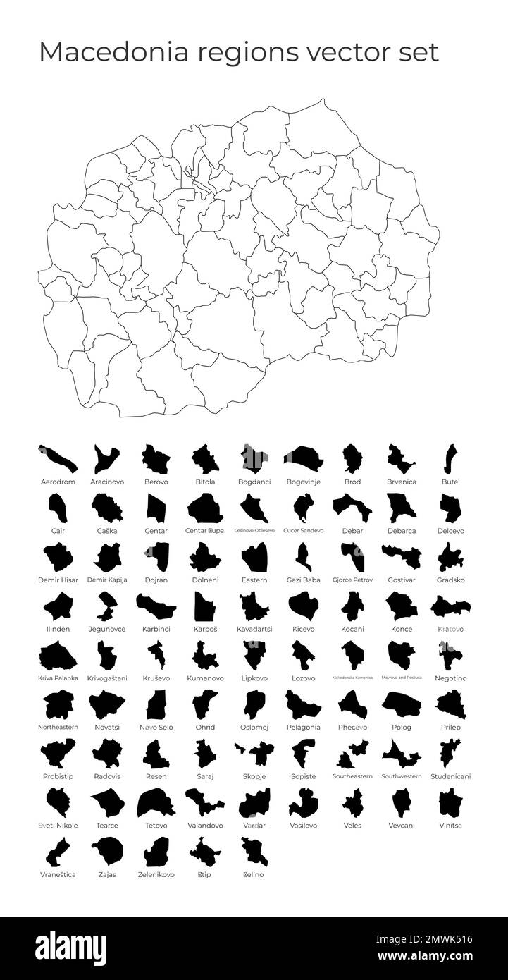 Macedonia map with shapes of regions. Blank vector map of the country ...