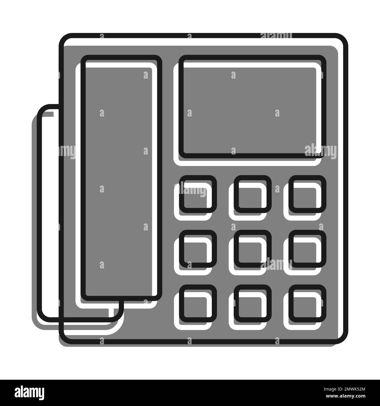 Linear filled with gray color icon. Fixed Wired Office Telephone With ...