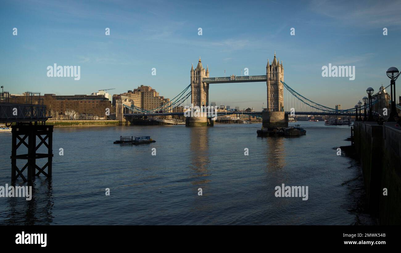 A general view of Tower Bridge, on the river Thames, in central London ...