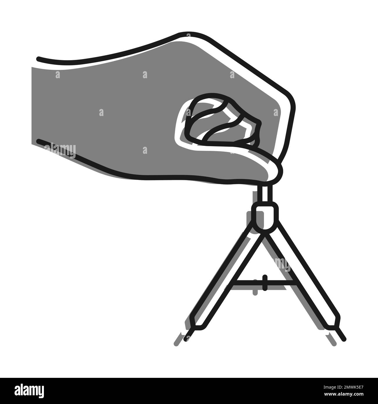 Linear Filled With Gray Color Icon Drawing Compass Divider For Sketching In Hand Of Engineer