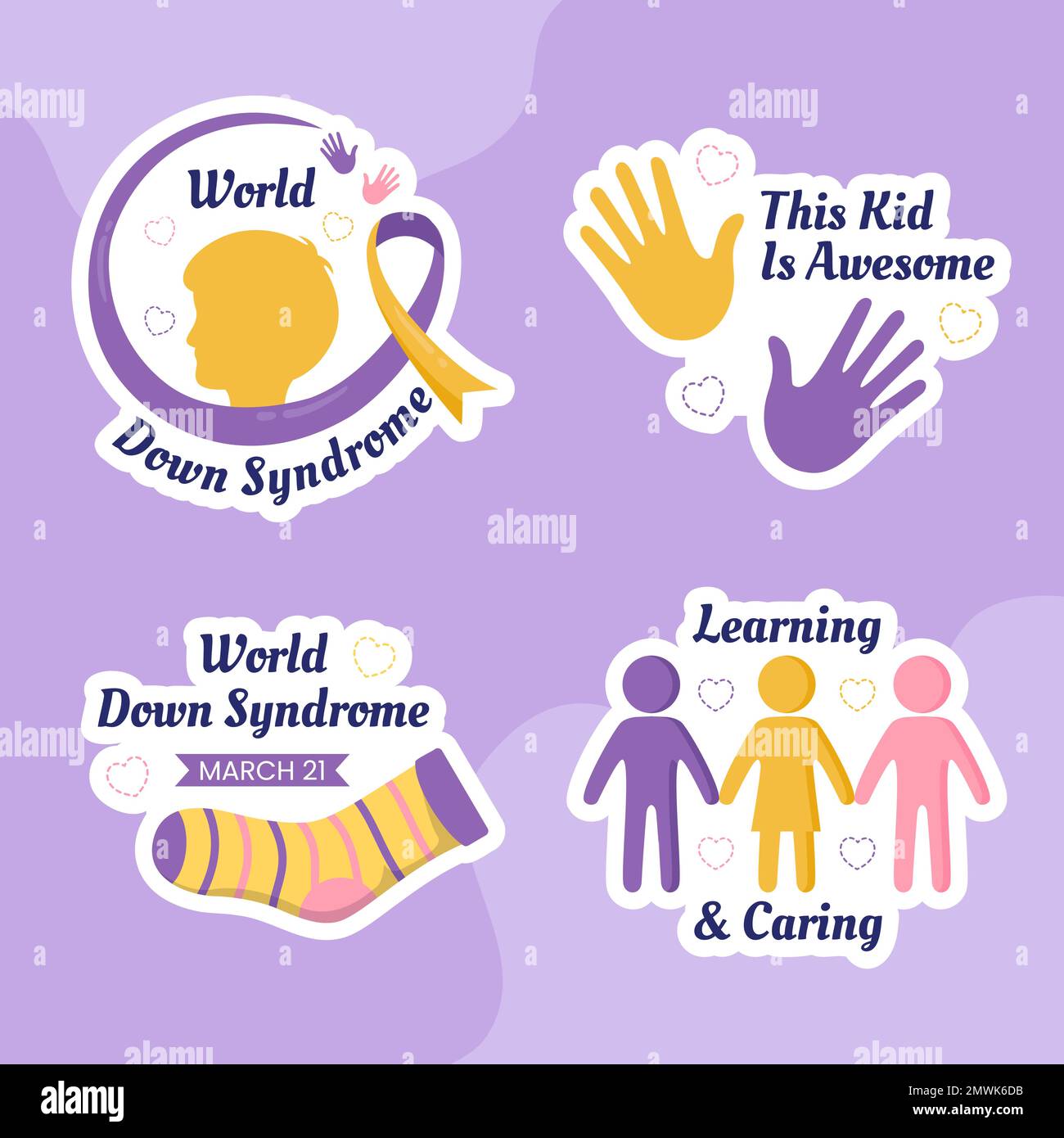 World Down Syndrome Day Label Flat Cartoon Hand Drawn Templates