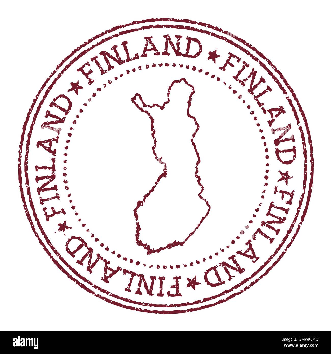 Finland round rubber stamp with country map. Vintage red passport stamp ...