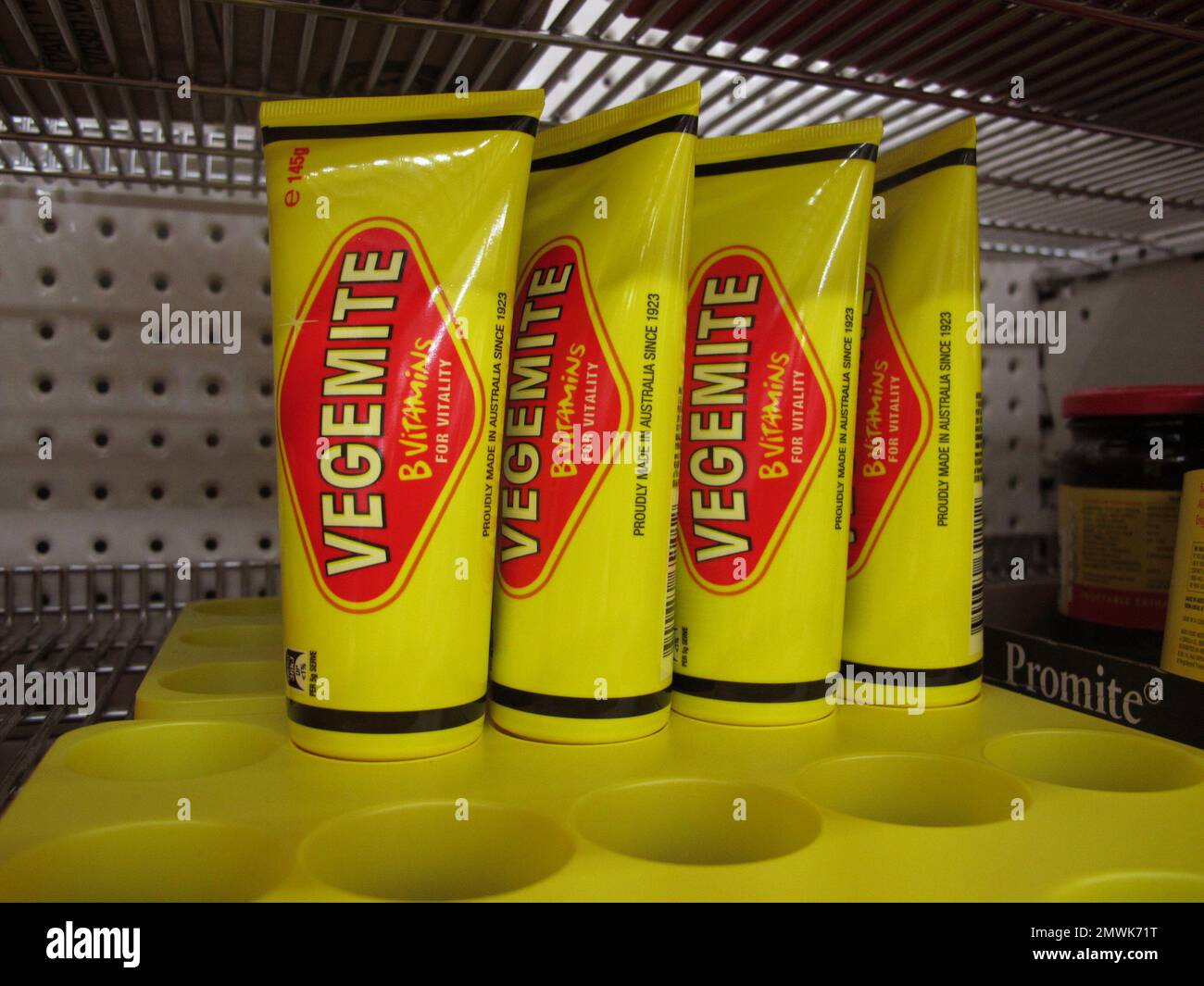 Vegemite travel pack tubes are sold at a supermarket in Canberra ...