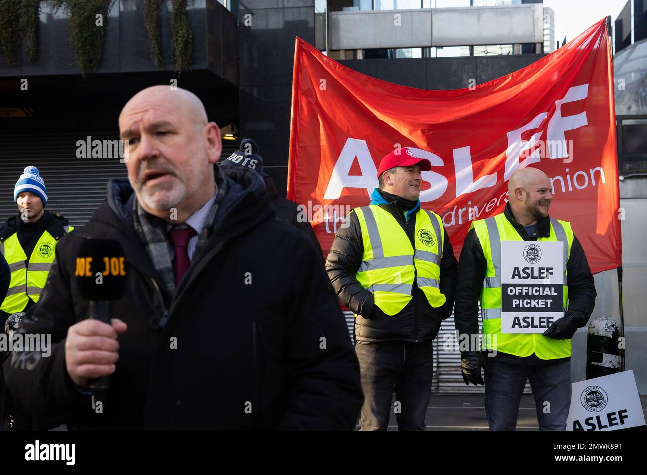 London, UK. 01st Feb, 2023. ASLEF General Secretary Dave Ward speaks ...