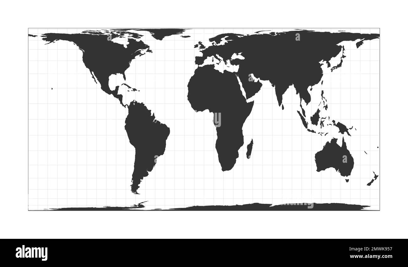 Map of the World. Cylindrical equal-area projection. Globe with ...
