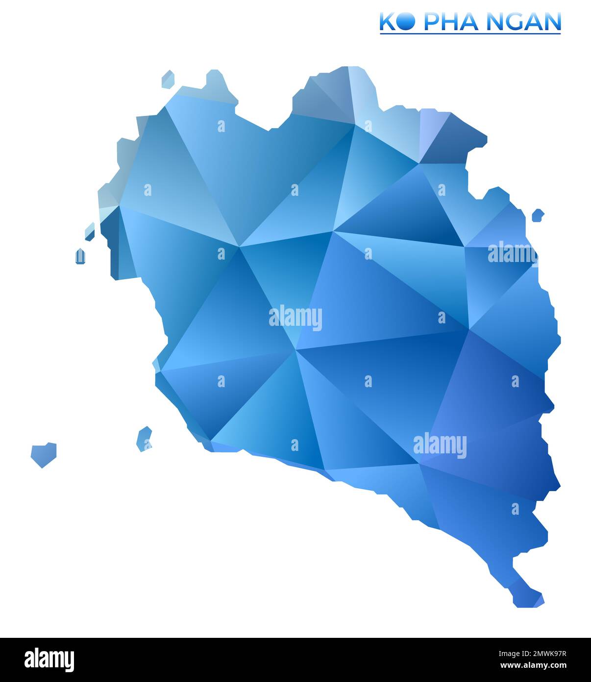 Vector polygonal Ko Pha Ngan map. Vibrant geometric island in low poly style. Classy ...