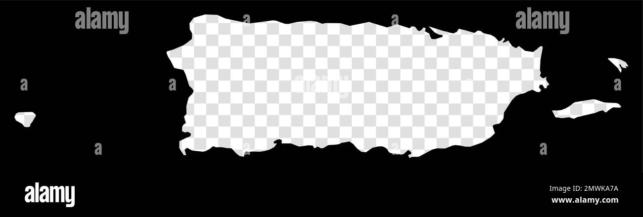 Stencil map of Puerto Rico. Simple and minimal transparent map of ...