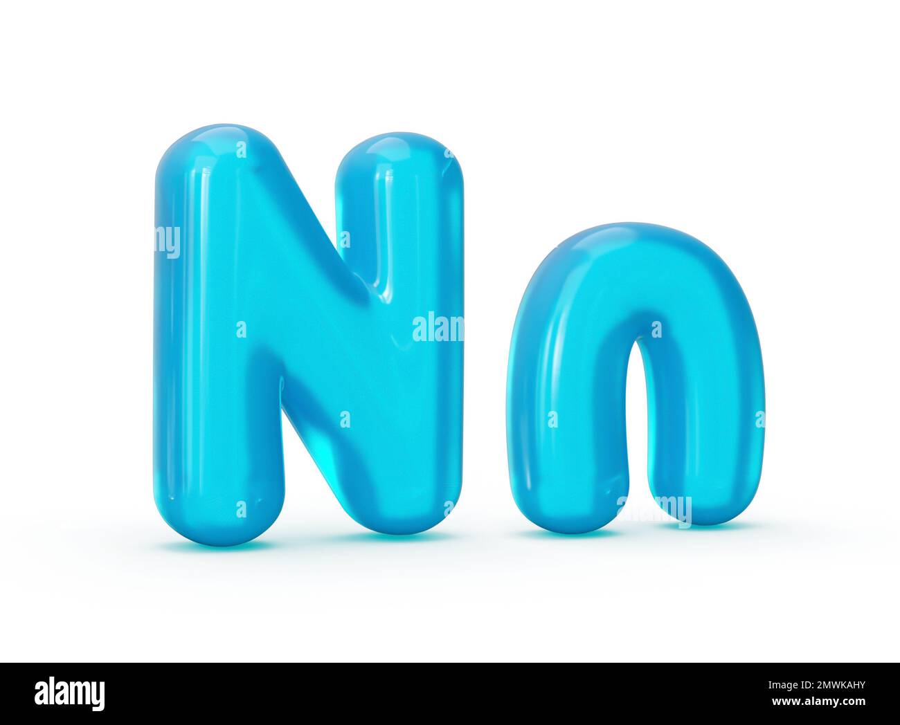 Aqua blue jelly letter n isolated on white background Stock Photo - Alamy