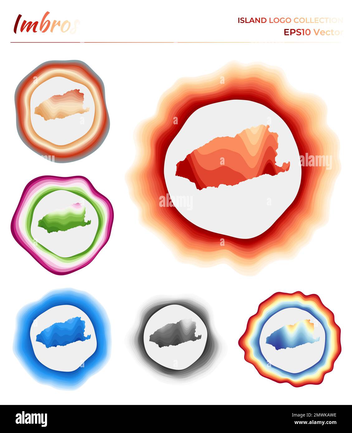 Imbros logo collection. Colorful badge of the island. Layers around ...