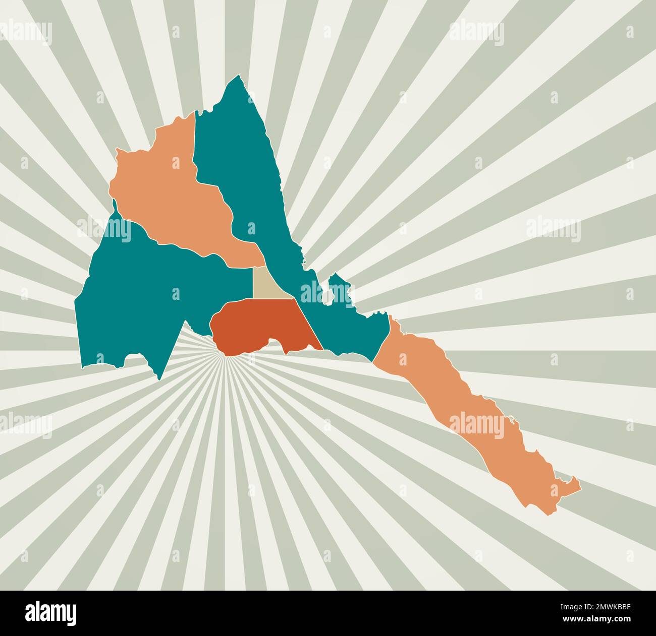 Eritrea map. Poster with map of the country in retro color palette. Shape of Eritrea with ...
