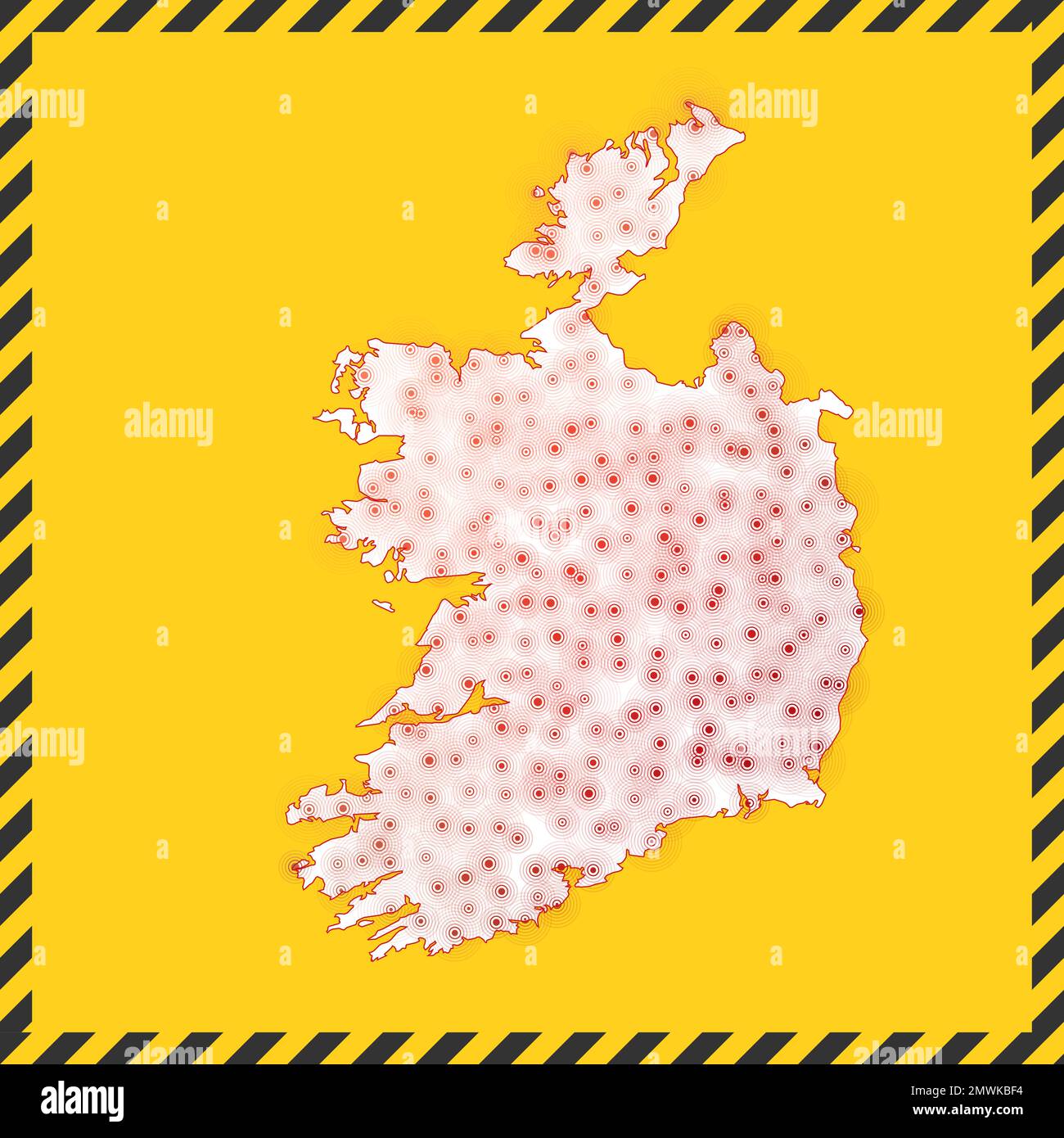 Ireland closed - virus danger sign. Lockdown country icon. Black ...